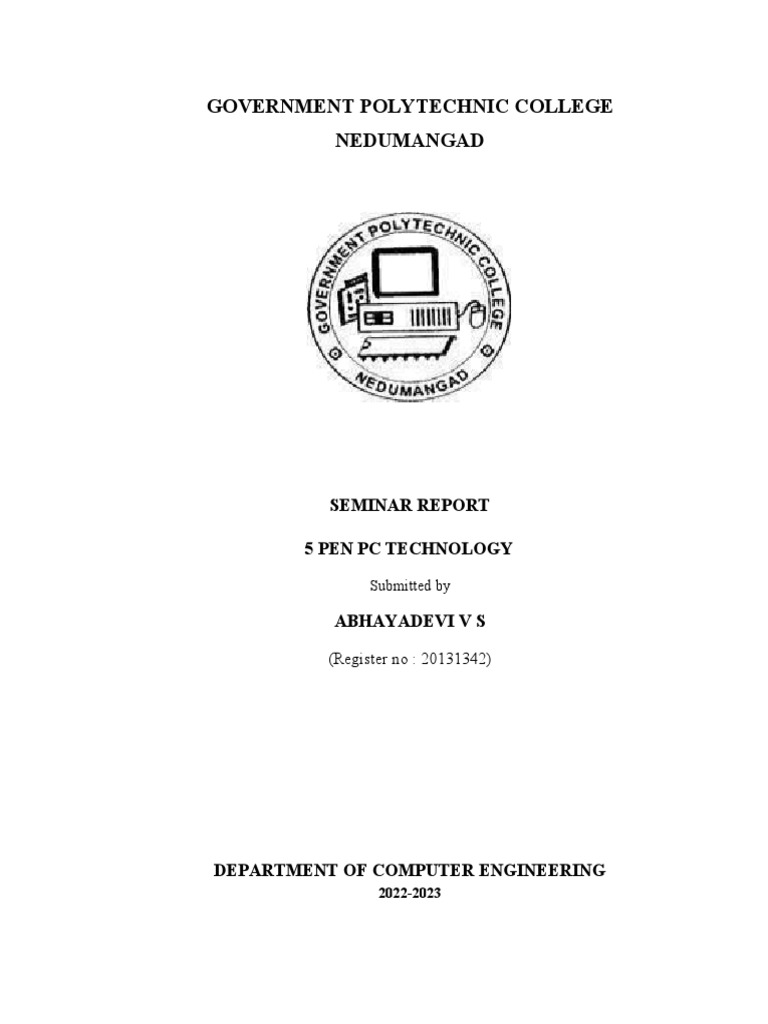 Government Polytechnic College Nedumangad: Seminar Report 5 Pen PC ...