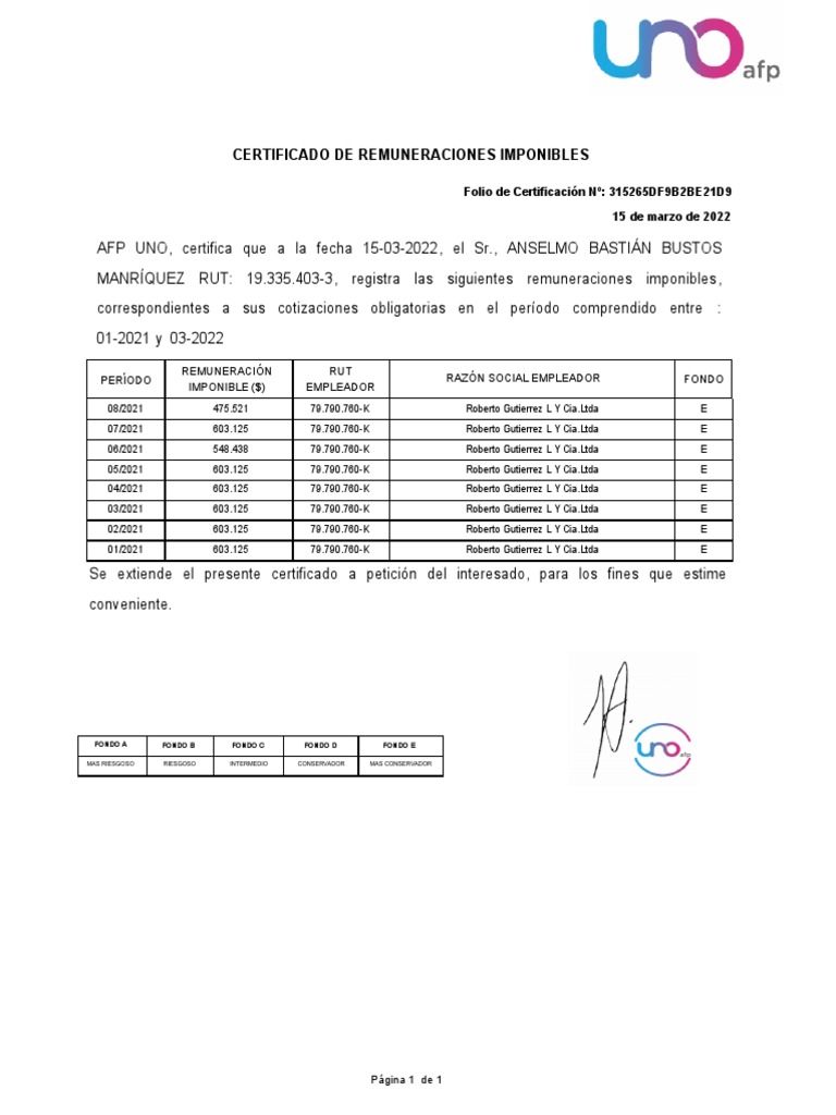 Certificado UNO | PDF