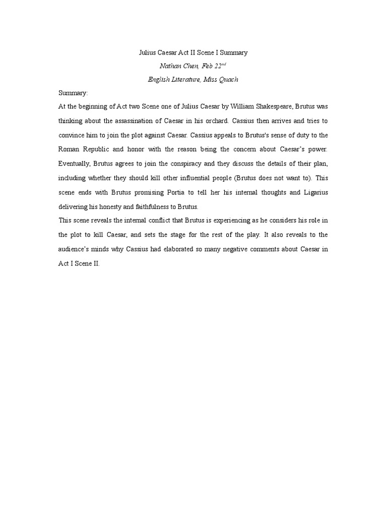 Julius Caesar Act II Scene I Summary | PDF