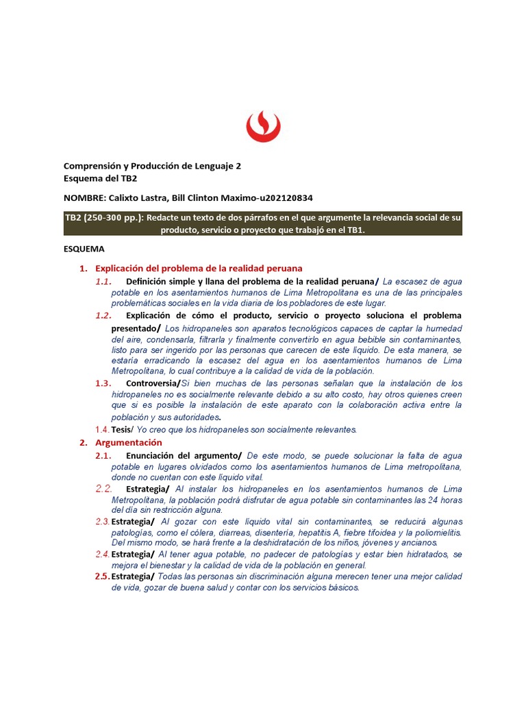 Esquema de Redaccion-Tb2 | PDF | Agua | Salud pública