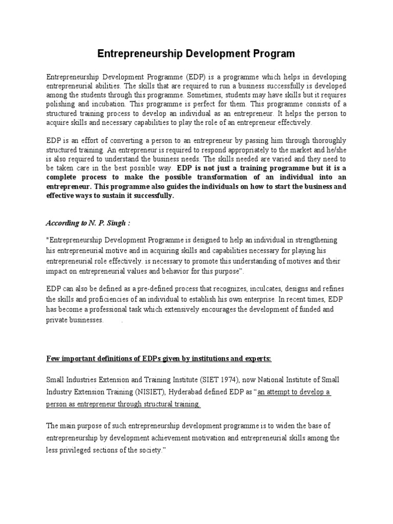 1.notes On EDP | PDF | Entrepreneurship | Economies
