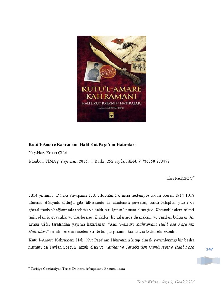 Kut L-Amare Kahraman Halil Kut Pa A N N Hat Ralar (#172726) - 152576 | PDF