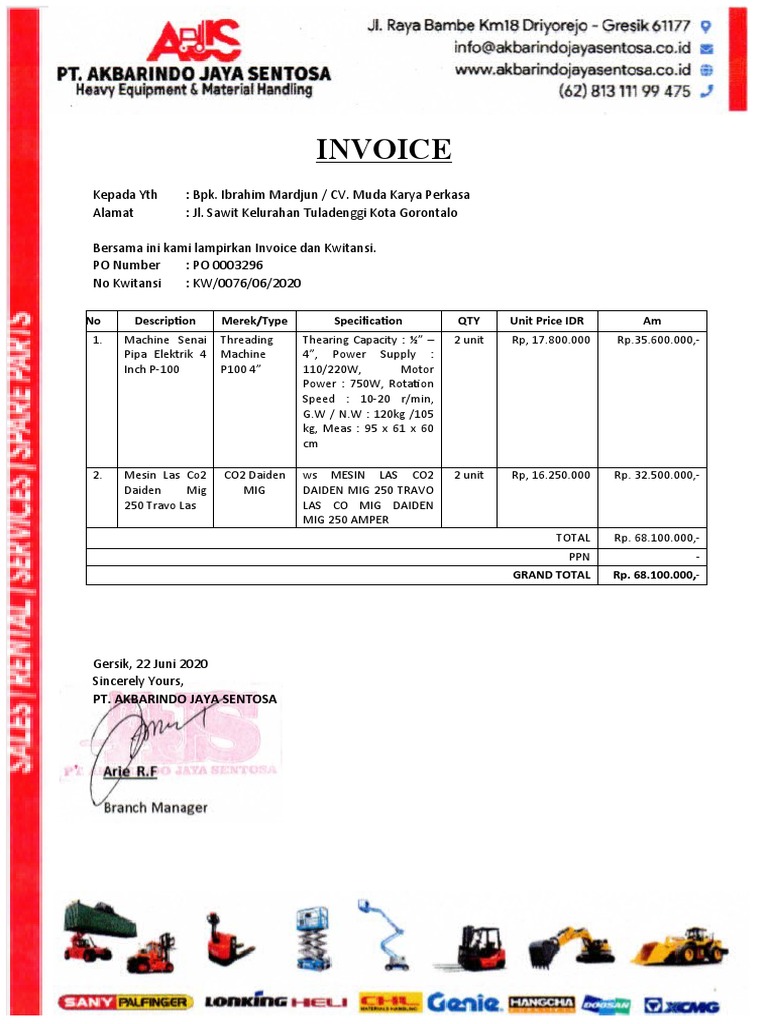 Fix Invoice Senai Dan Mesin Las 2 Unit | PDF