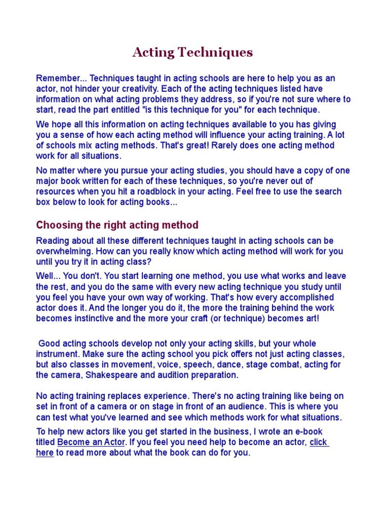 Acting Technique | PDF | Theatre