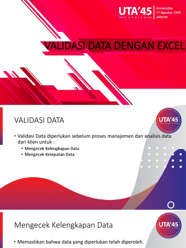 Pertemuan IV Validasi Data Dengan Excel | PDF