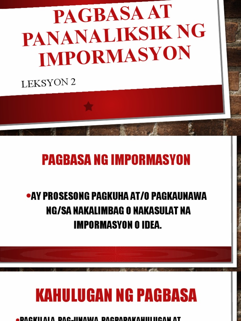 Pagbasa at Pananaliksik NG Impormasyon | PDF