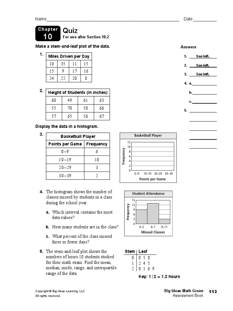 Green Assessment 10 | PDF | Histogram | Mean
