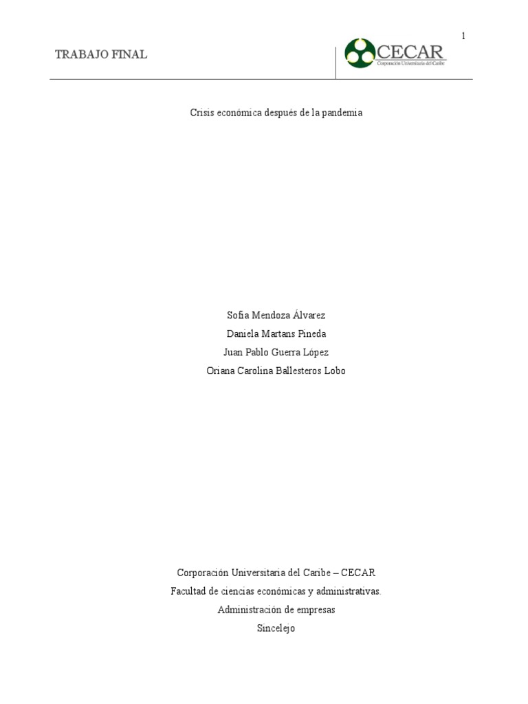Crisis Económica Post-Pandemia en Sincelejo | PDF | Costo de la vida | Desempleo