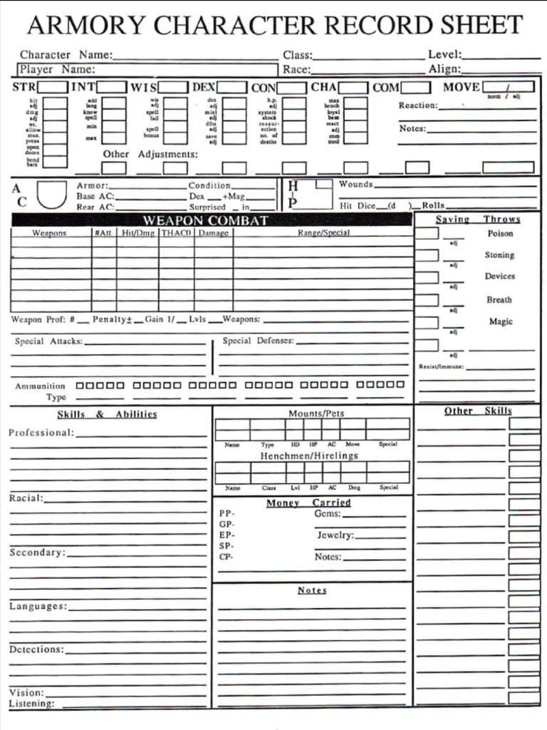 2E Character Sheets | PDF