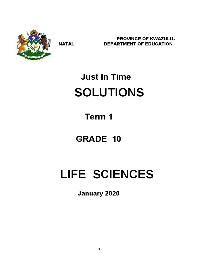 Jit 1 Grade 10 - Solutions PDF | PDF | Cell (Biology) | Cell Nucleus