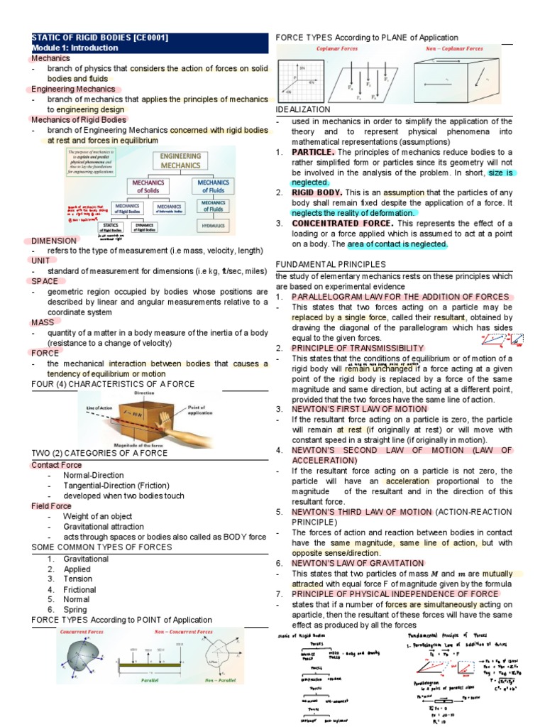 Static of Rigid Bodies | PDF | Force | Newton's Laws Of Motion