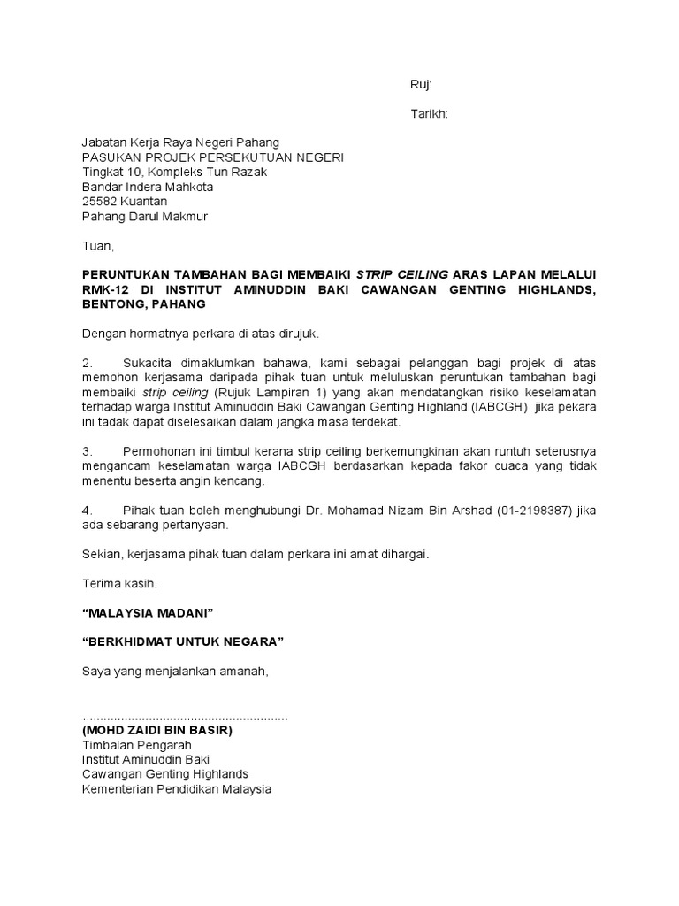 Surat KPD JKR VO - Bumbung | PDF Surat KPD JKR VO - Bumbung | PDF