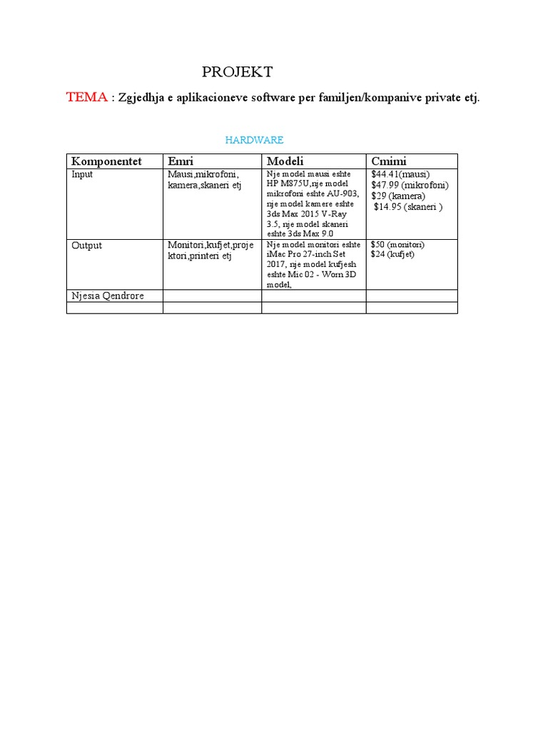 Projekt:: Zgjedhja e Aplikacioneve Software Per Familjen/kompanive ...