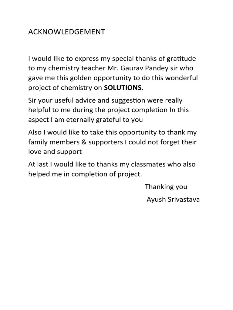 ACKNOWLEDGEMENT | Download Free PDF | Solubility | Physical Quantities