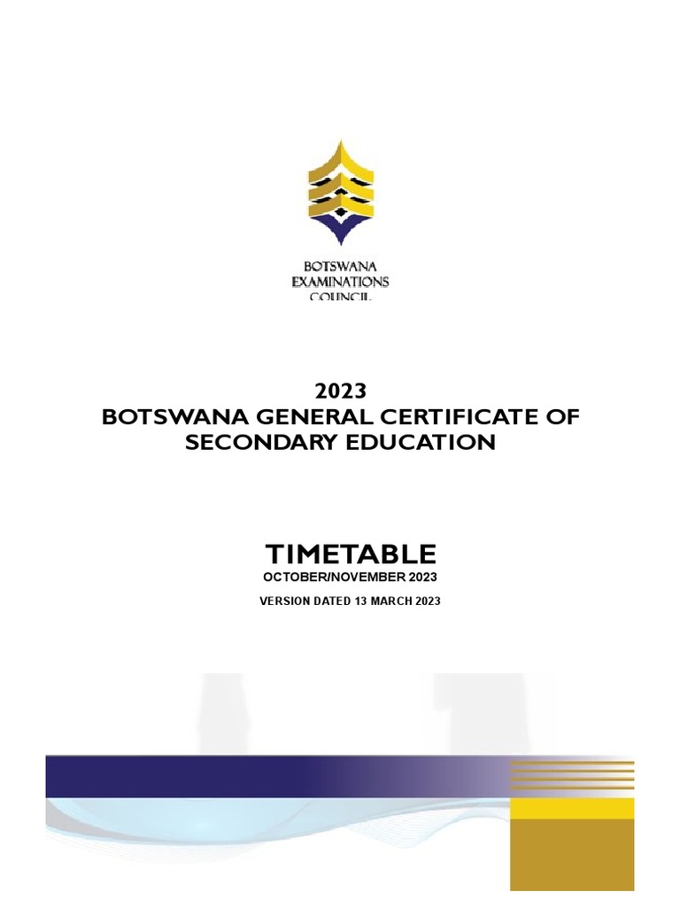 2023 BGCSE Timetable - 13032023 - Final Version | PDF | Science