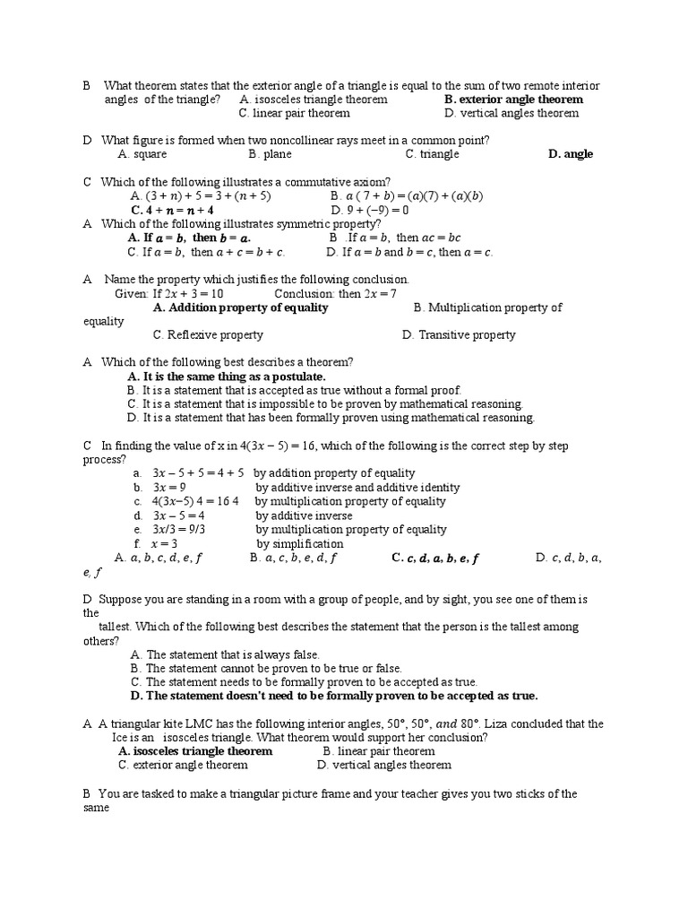 Reviewer For Math 3rd Quarter Examination For Grade 8 | PDF | Triangle ...