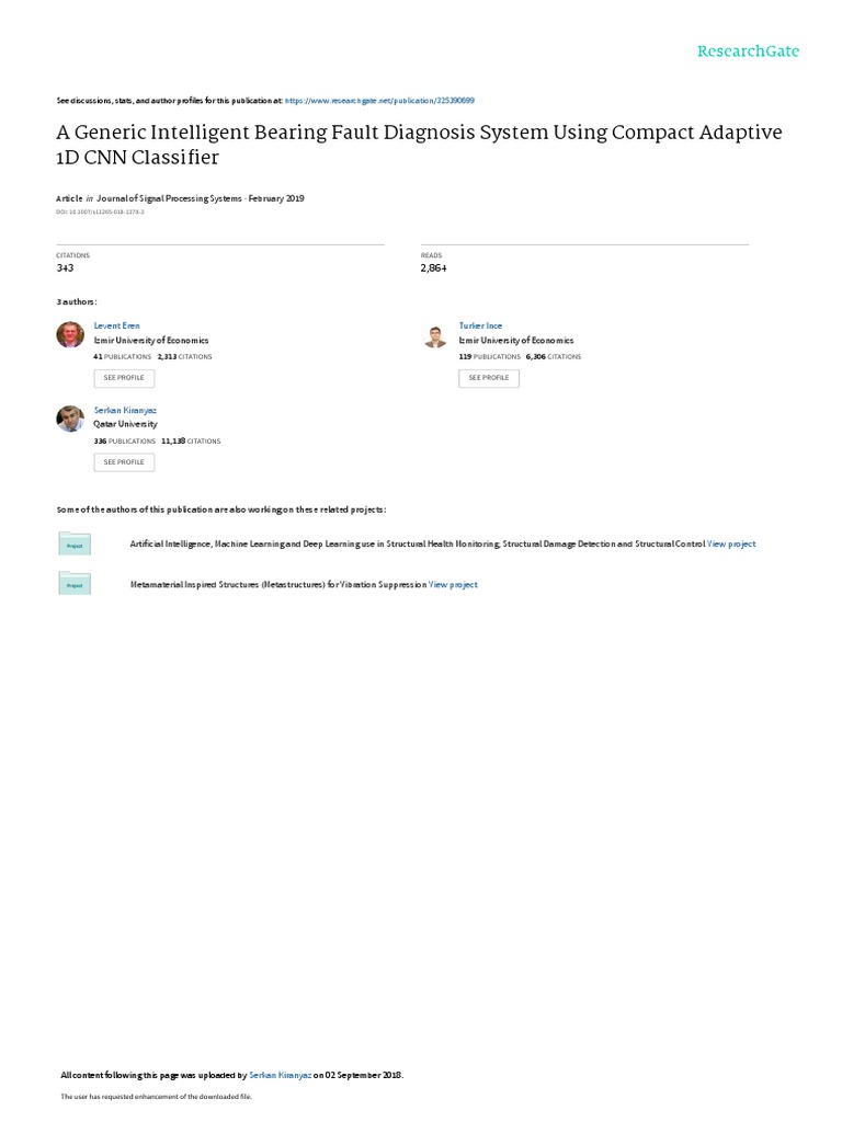 Eren Et Al-2018-Journal of Signal Processing Systems | PDF | Deep Learning | Systems Science