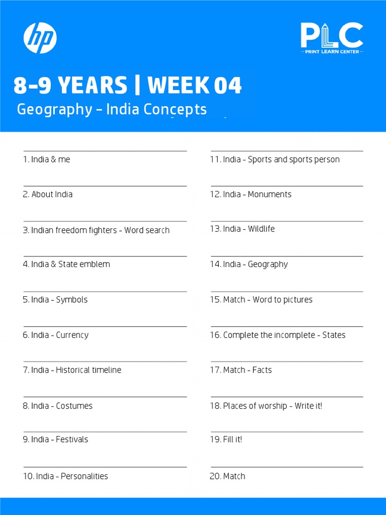 Class3 Geography India Concepts Worksheet | PDF | Indian Independence ...