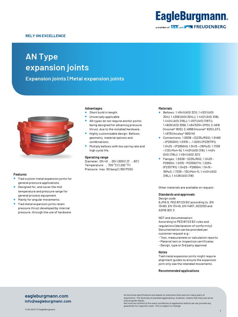 EagleBurgmann - AN Type Expansion Joints - EN | PDF | Nondestructive ...