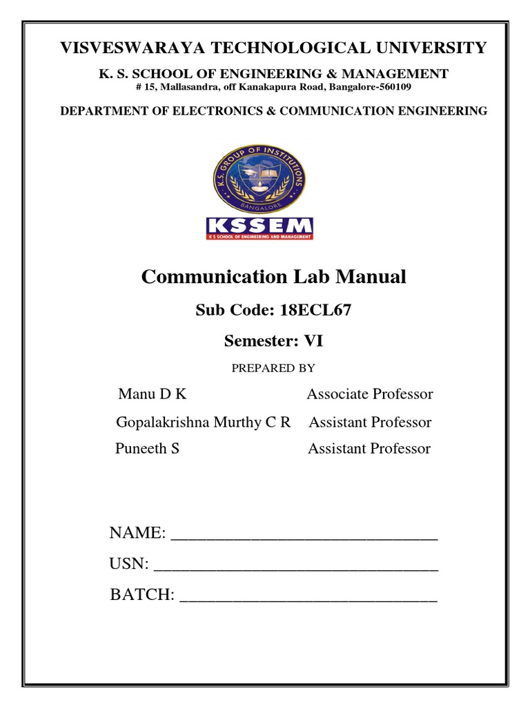 18ECL67 Communication LAB MANUAL | PDF | Modulation | Frequency Modulation 18ECL67 Communication LAB MANUAL | PDF | Modulation | Frequency Modulation