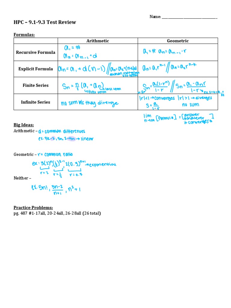 HPC Test Review: Series & Formulas | PDF | Mathematics | Mathematical ...