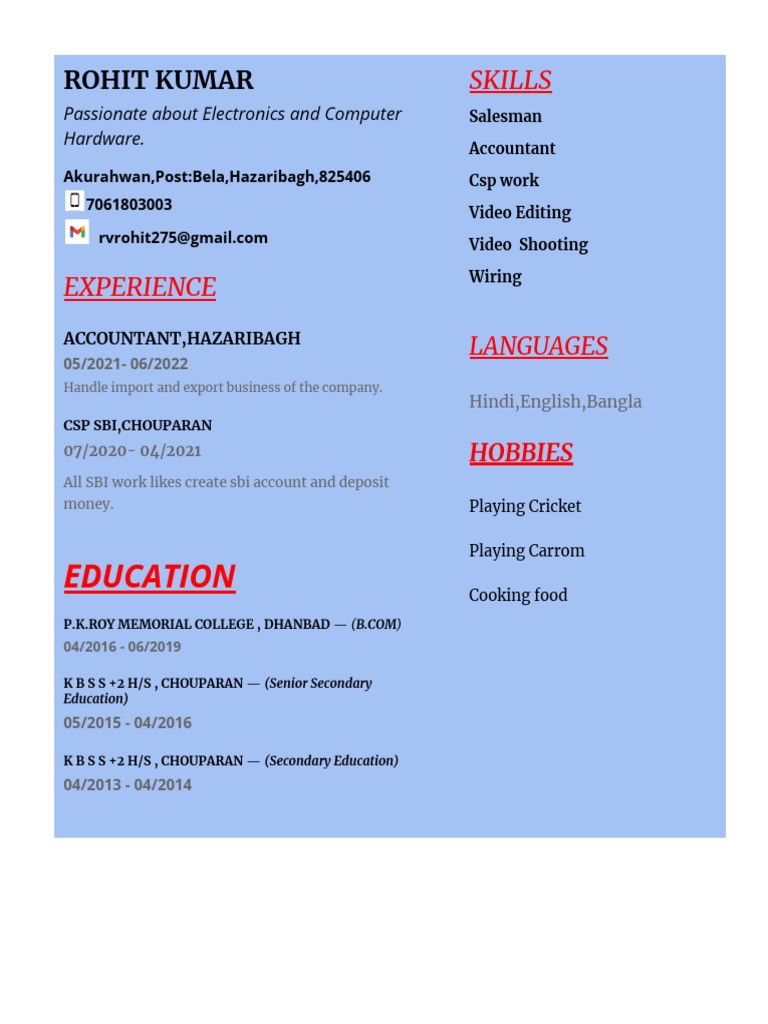 Resume Rohit | PDF