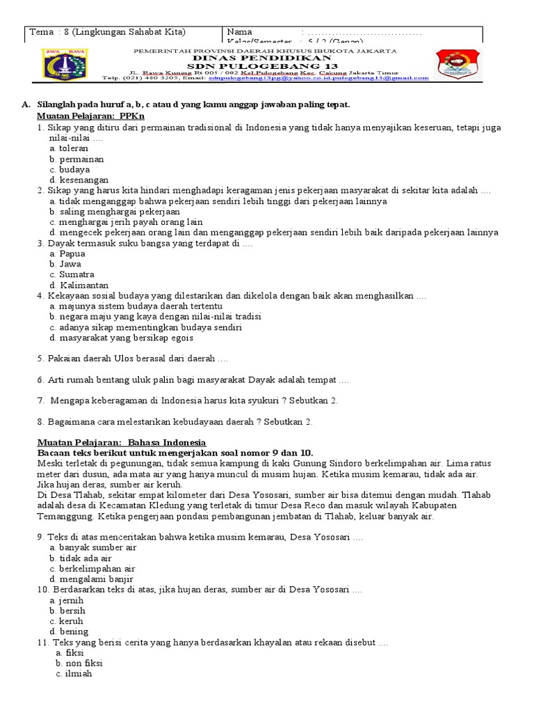 Soal PH Tema 8 | PDF