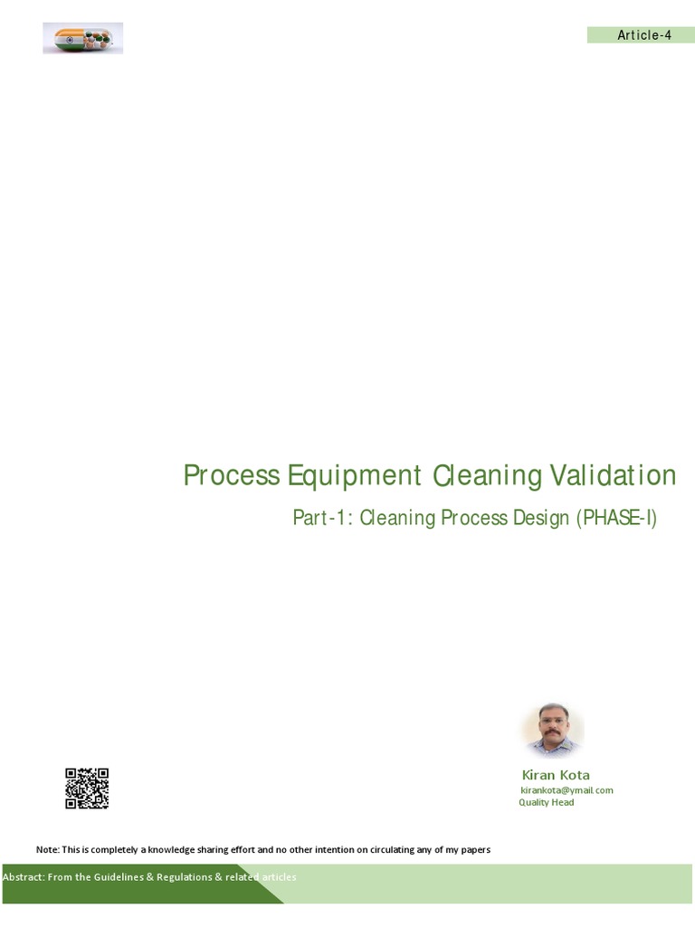 Cleaning Validation Article-4 - Part-1 With References | PDF | Corrosion | Stainless Steel