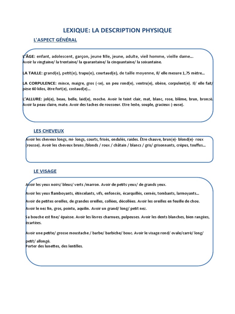 La Description Physique | PDF