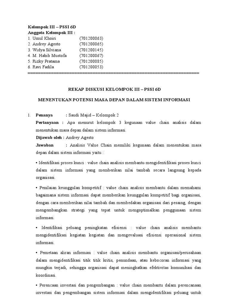 Diskusi Kelompok III PSSI 6D | PDF