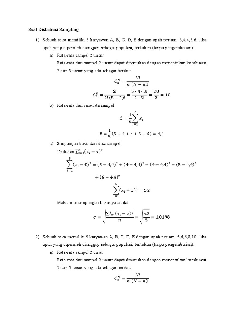 Soal Distribusi Sampling | PDF