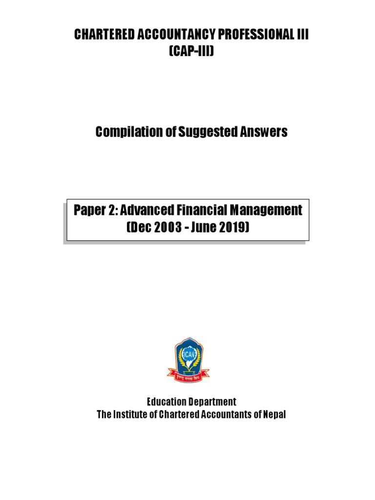 Paper 2 Advanced Financial Management - Compilation of Suggested Answers | PDF | Loans | Banks