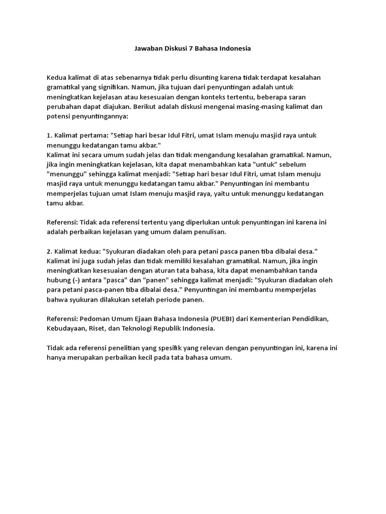 Jawaban Diskusi 7 Bahasa Indonesia | PDF