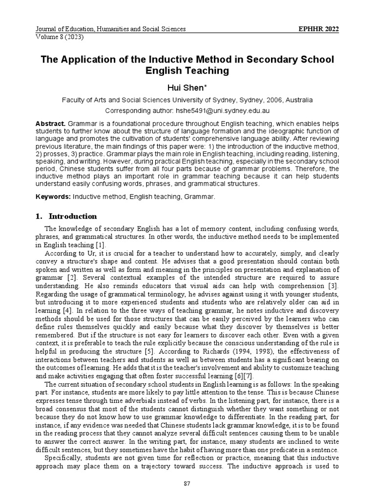 Inductive Method in Secondary English Teaching | PDF | Learning | Grammar