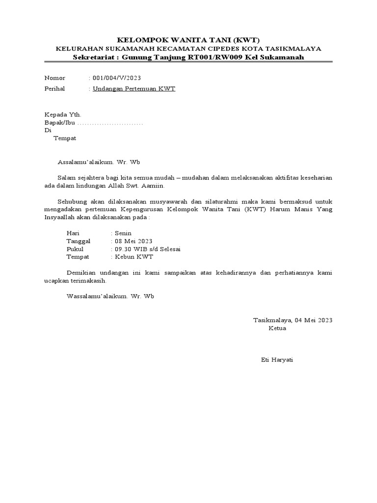 Undangan KWT | PDF | Agama & Spiritualitas