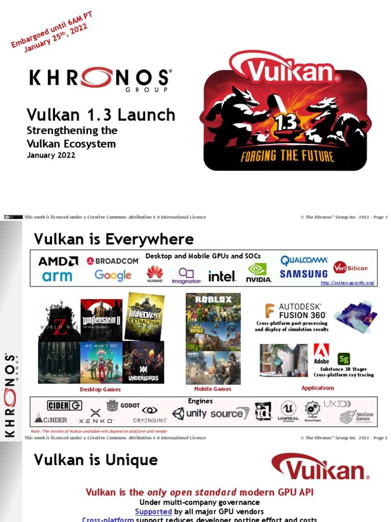 Khronos Vulkan 1.3 Press Slides Jan22 19th Jan | PDF | 3 D Computer ...