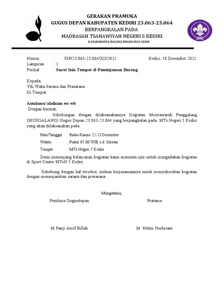 Surat Pinjam Barang Baru | PDF