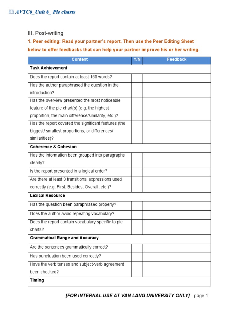 After Class - AVTC6 - Unit 6 - Pie Charts - K26 | PDF | Word | Pie Chart
