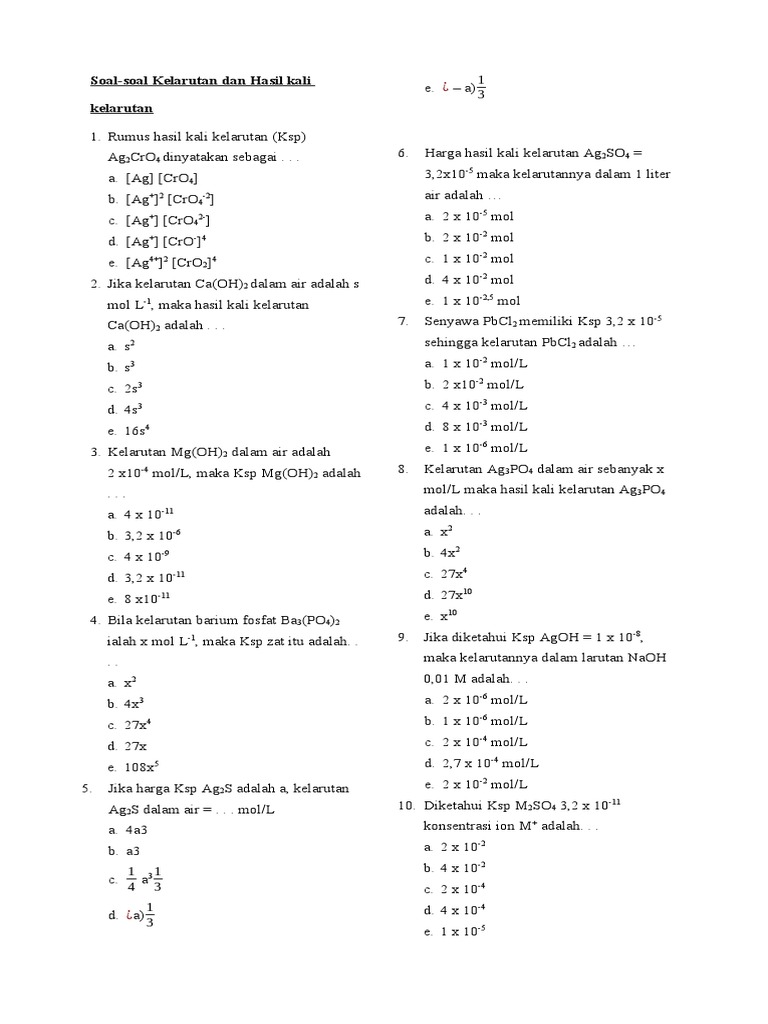Soal S Dan KSP | PDF