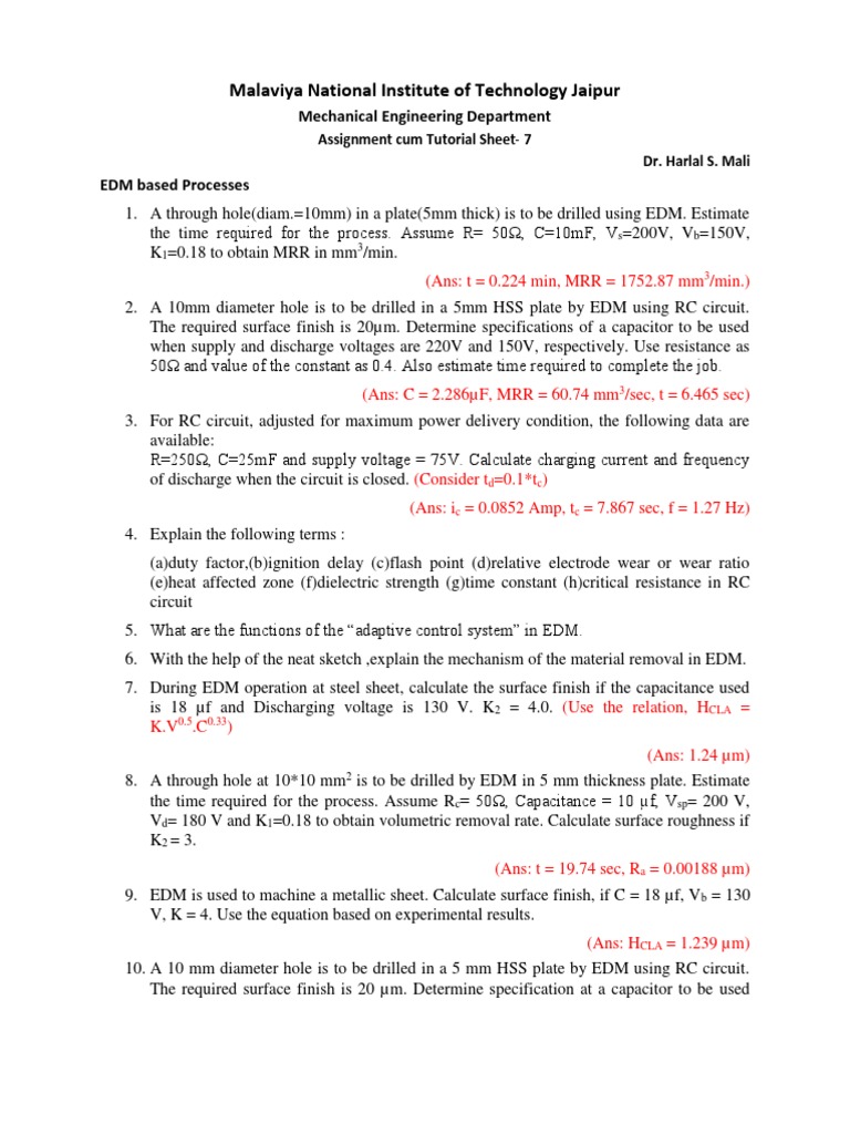 Assignment Cum Tutorial Sheet - 7 (With Solution) | PDF | Physical Sciences | Electrical Engineering