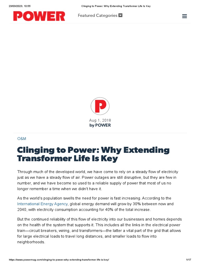Clinging To Power - Why Extending Transformer Life Is Key | PDF ...