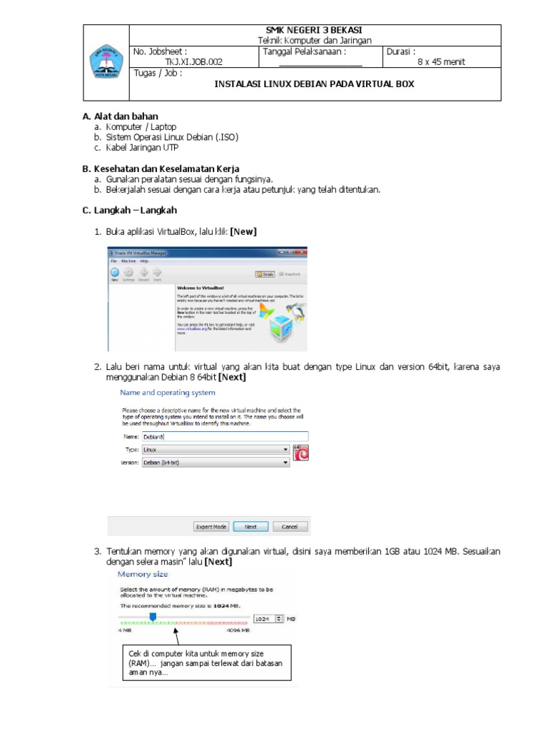 Jobsheet 02 Instalasi Debian Virtual Box | PDF