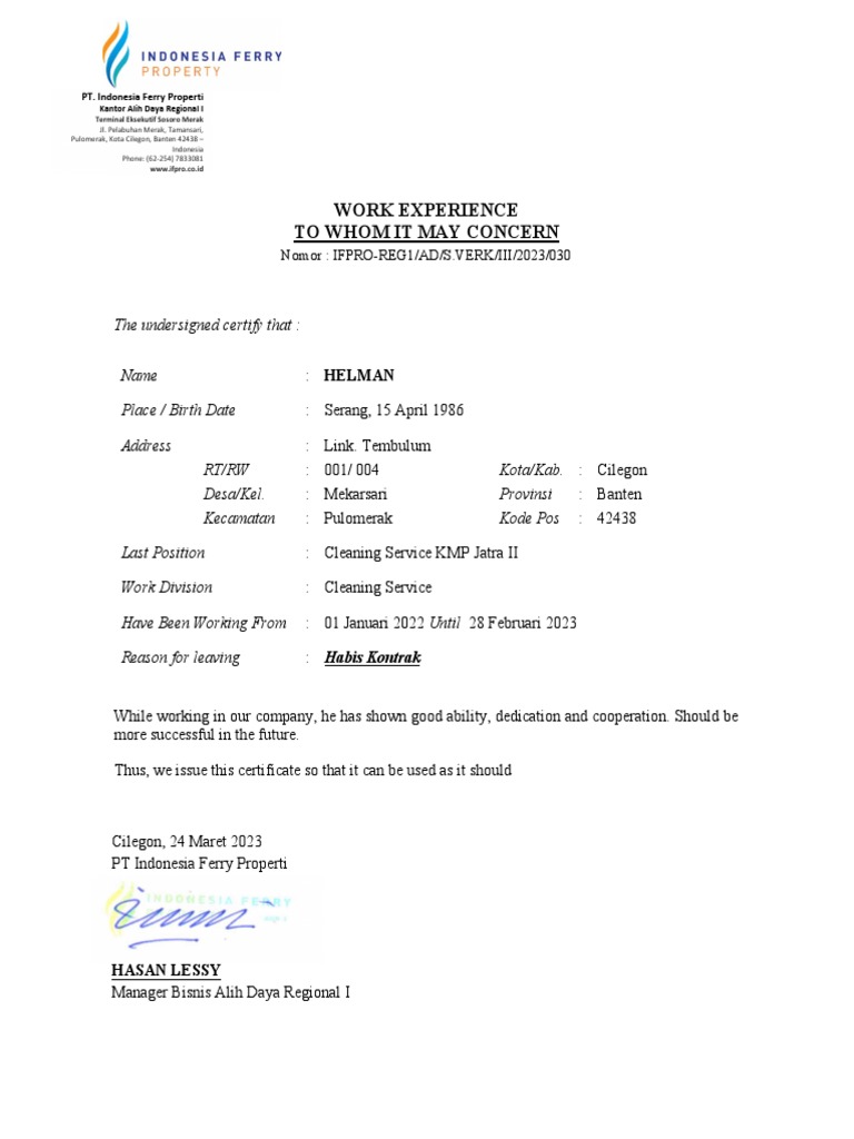 Verklaring Ifpro - Helman | PDF