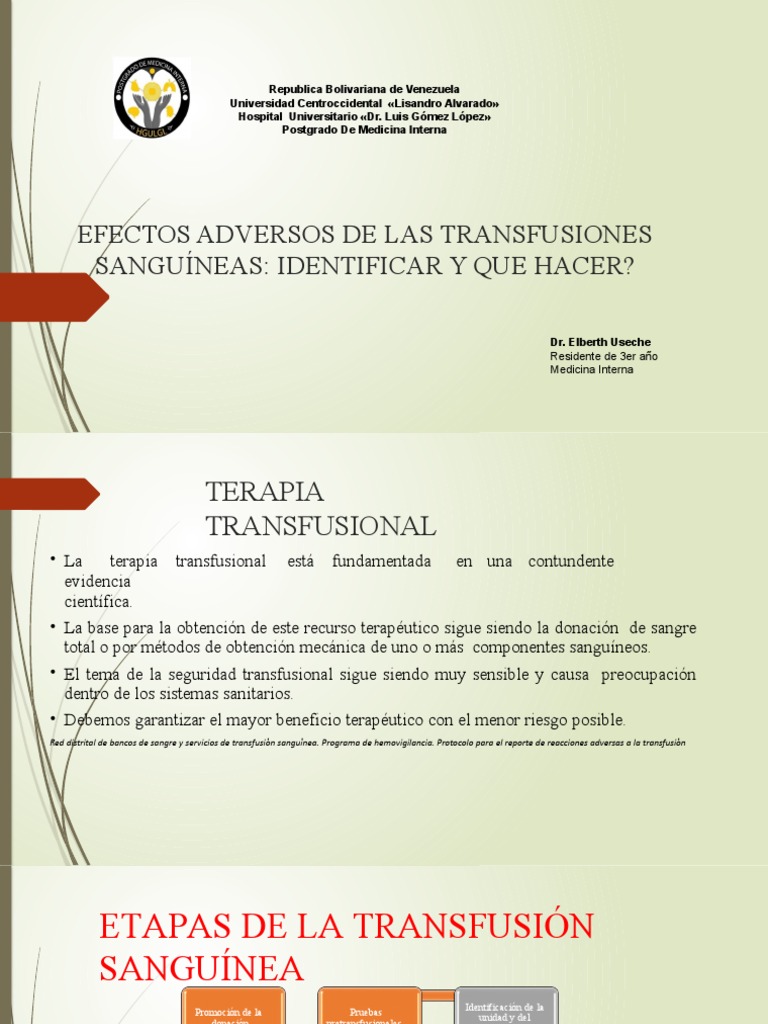 Reacciones Adversas A La Transfusion Sanguinea | PDF | Alergia | Transfusión de sangre
