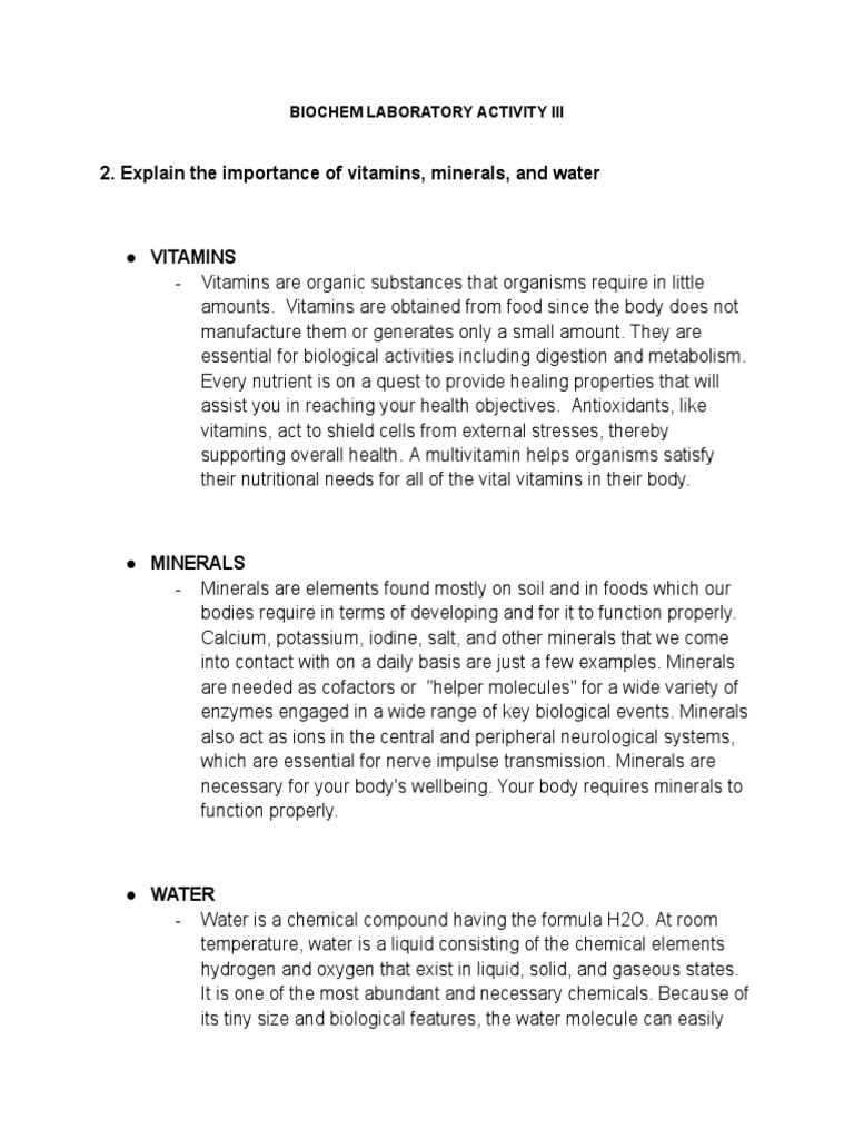 Biochem Laboratory Activity III | PDF | Kidney | Water
