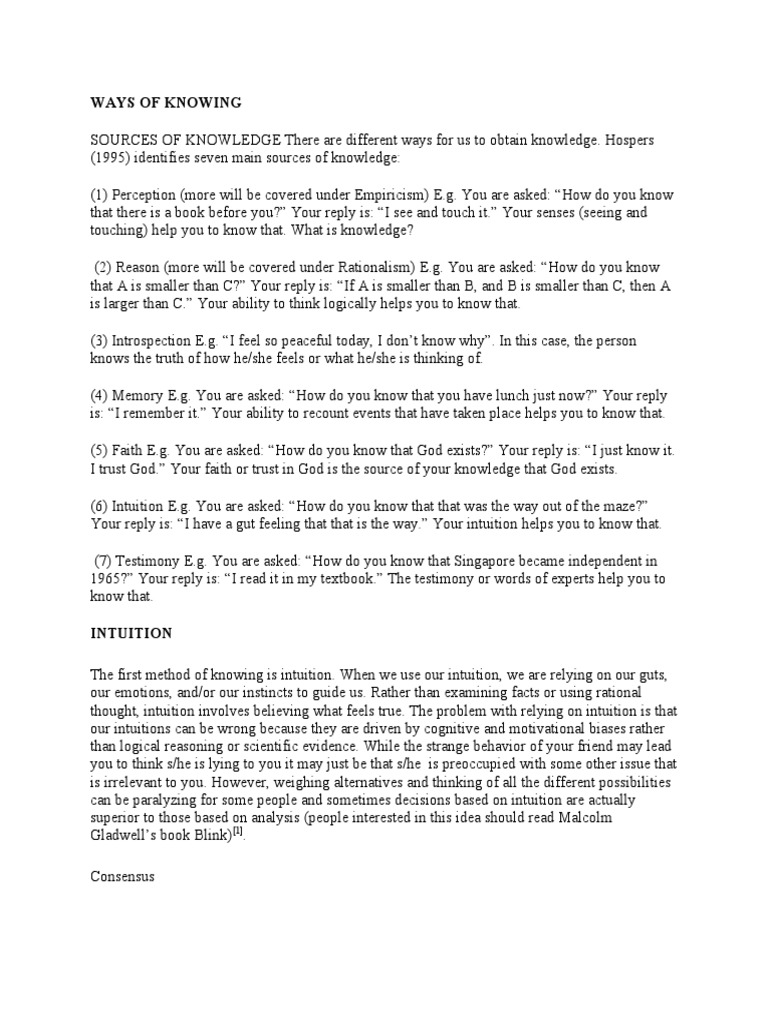 Ways of Knowing | PDF | Science | Scientific Method