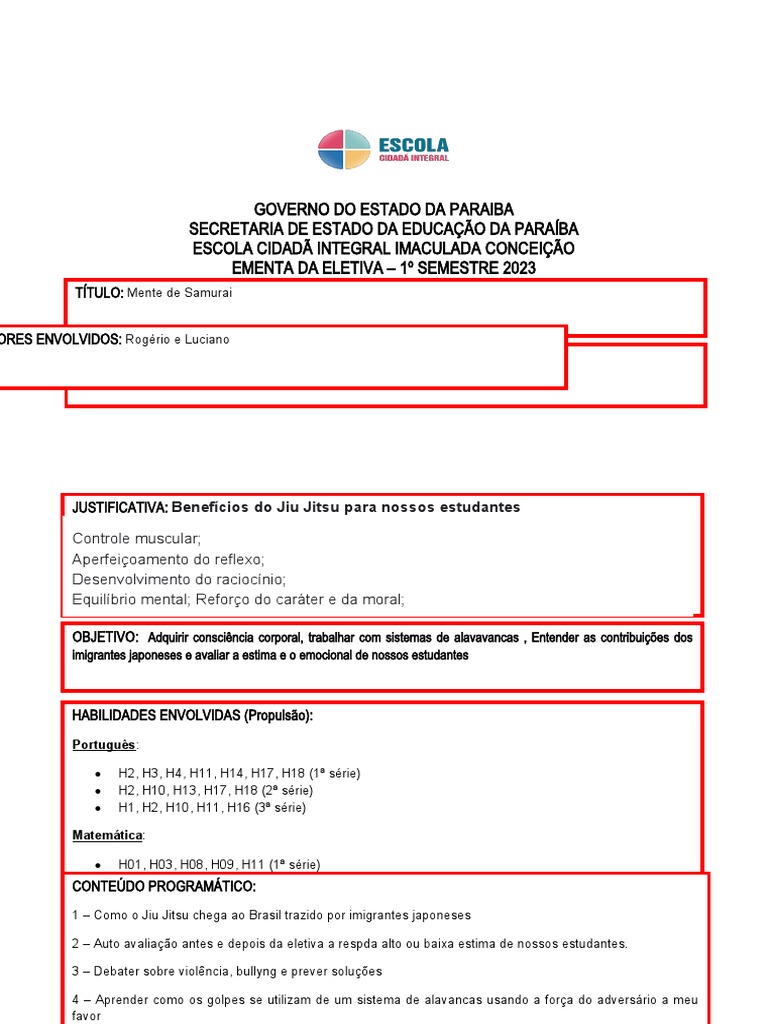 Cópia de Ementa de Eletiva - ROGÃ - RIO | PDF | Jiu-jitsu | Podcast