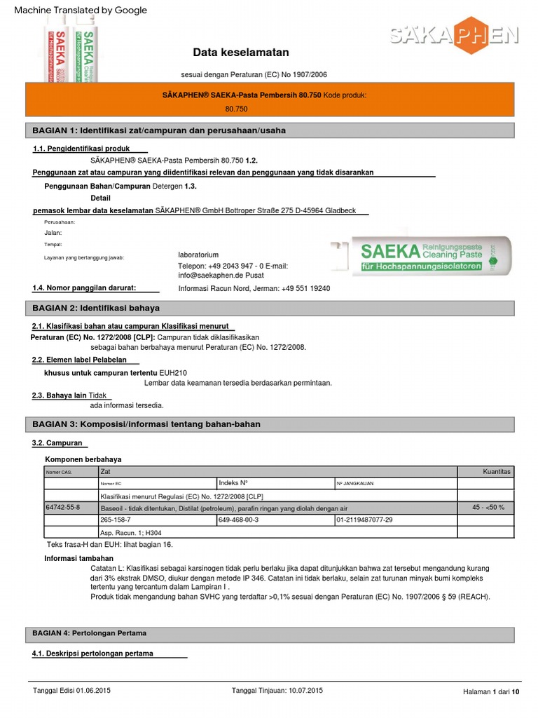 MSDS Sakaphen | PDF