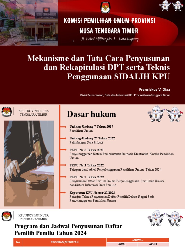 Mekanisme Dan Tata Cara Penyusunan Dan Rekapitulasi DPT Serta Teknis Penggunaan SIDALIH KPU | PDF