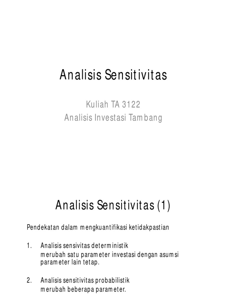 Analisis Sensitivitas - PPT (Compatibility Mode) | PDF